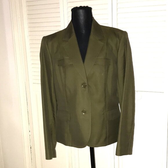 Kate Hill | Jackets & Coats | Kate Hill Olive Green Blazer Size 8 ...